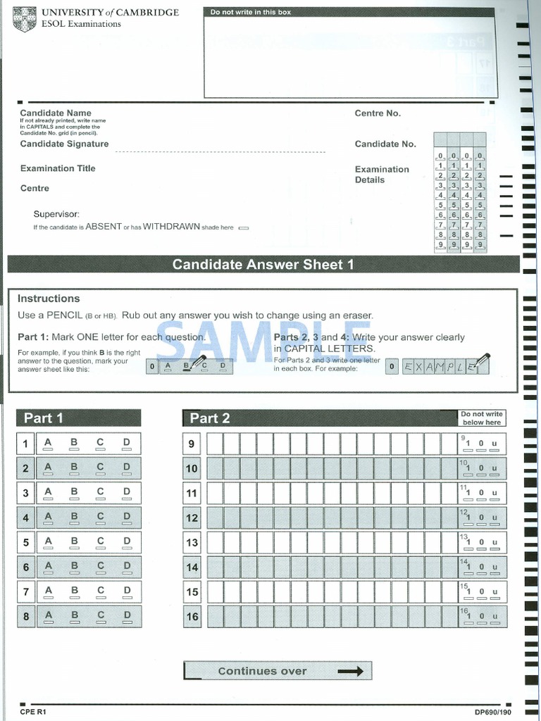 CPE Exam 2013 - Mark Sheets | PDF