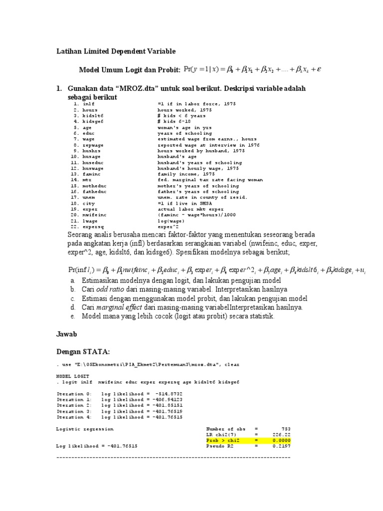 Latihan Logit Probit | PDF