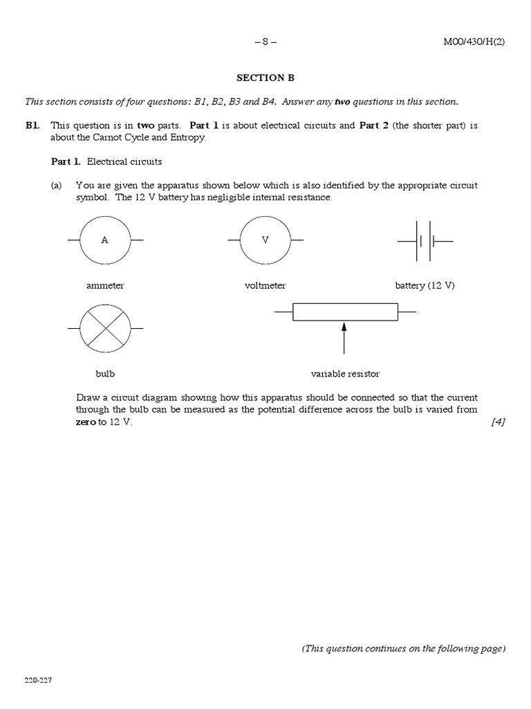 Electricity Circuit Questions and Analysis | PDF | Electric Current ...
