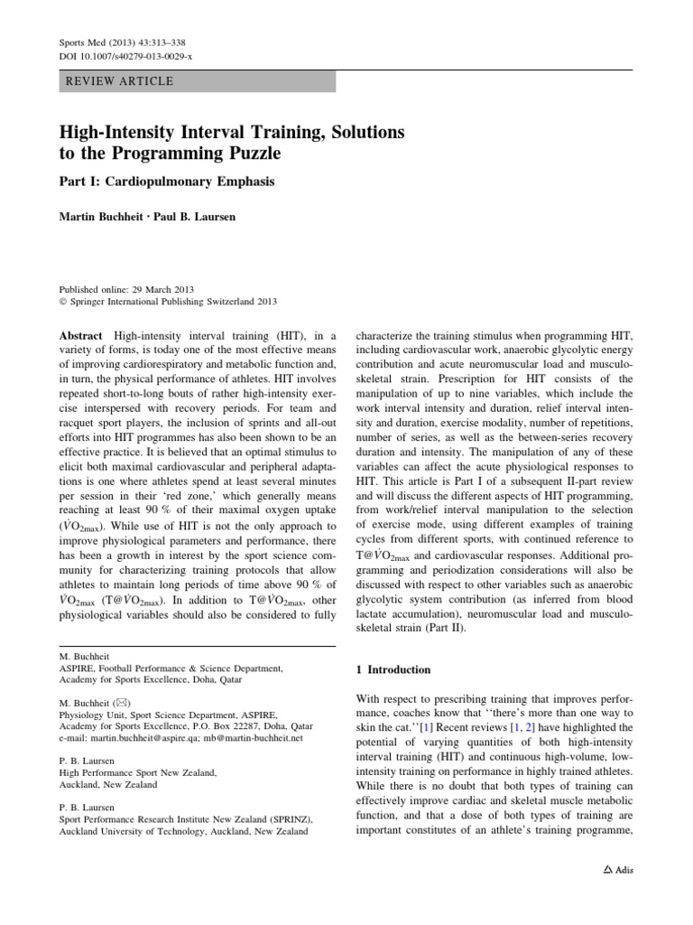 High-Intensity Interval Training, Solutions To The Programming Puzzle ...