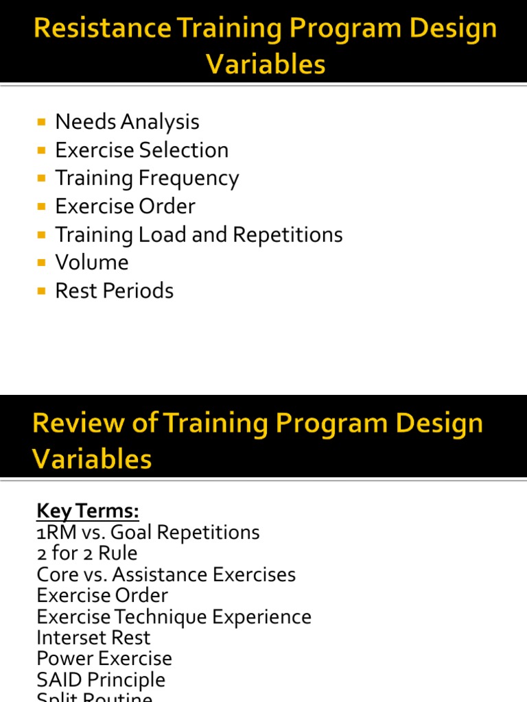 Needs Analysis Exercise Selection Training Frequency Exercise Order ...