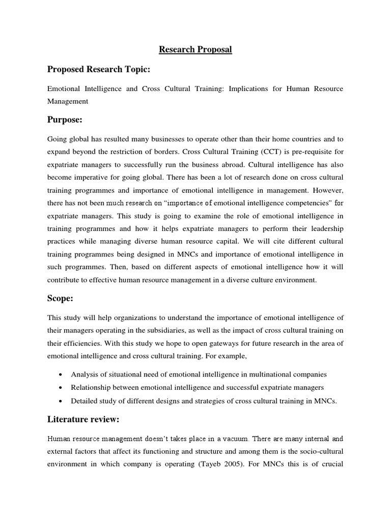 Research Proposal | PDF | Competence (Human Resources) | Emotional ...