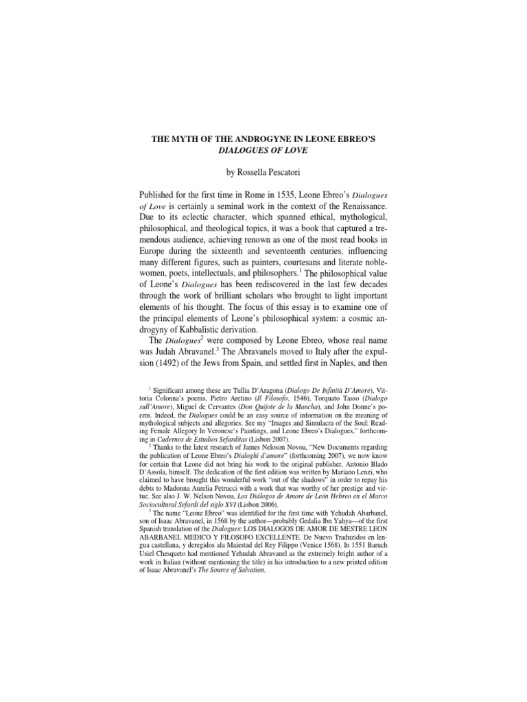 The Myth of The Androgyne in Leone Ebreo's Dialogues of Love | PDF ...