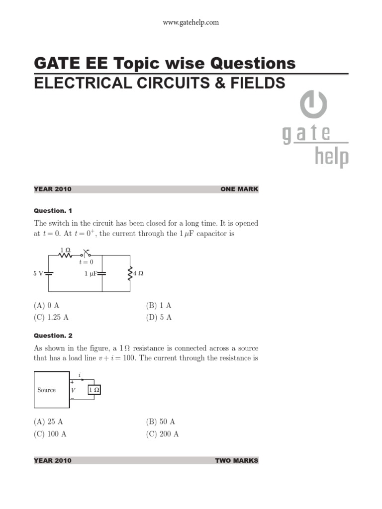 Electric Circuit and Fields Questions | PDF | Inductor | Inductance