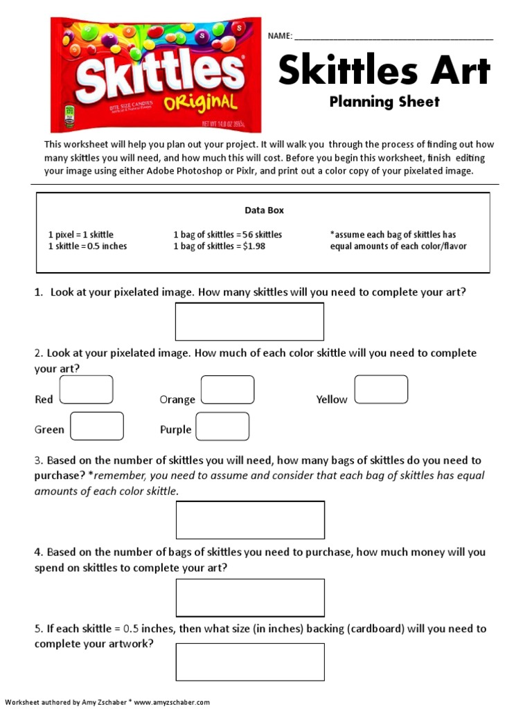 Skittles Art Project Planning Sheet | PDF