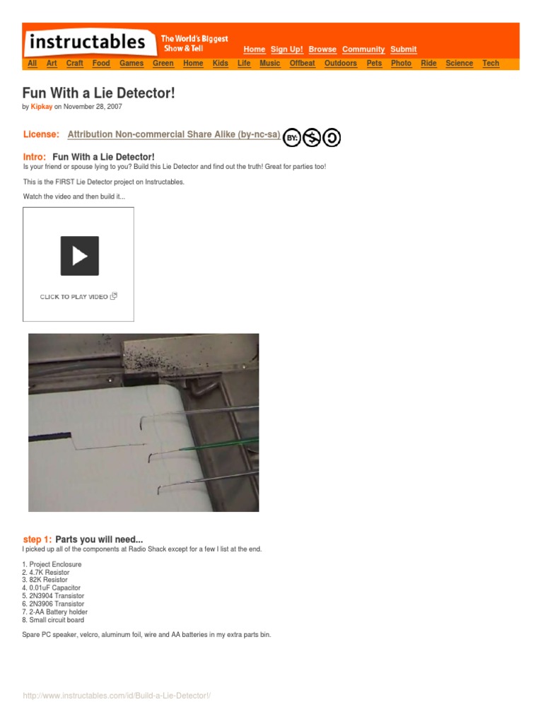 DIY Lie Detector Project Guide | PDF