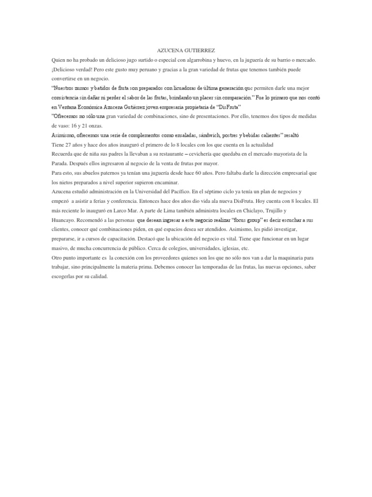 Azucena Gutierrez | PDF | Lima | Marketing