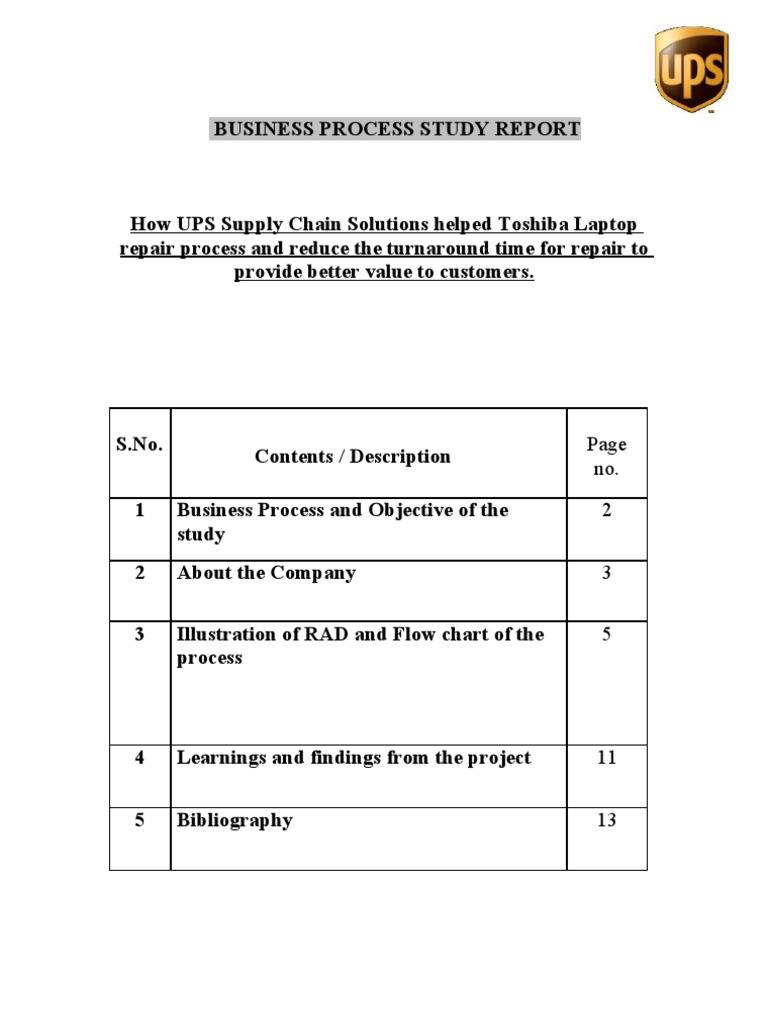 UPS & Toshiba: Streamlining Repairs | PDF | United Parcel Service ...