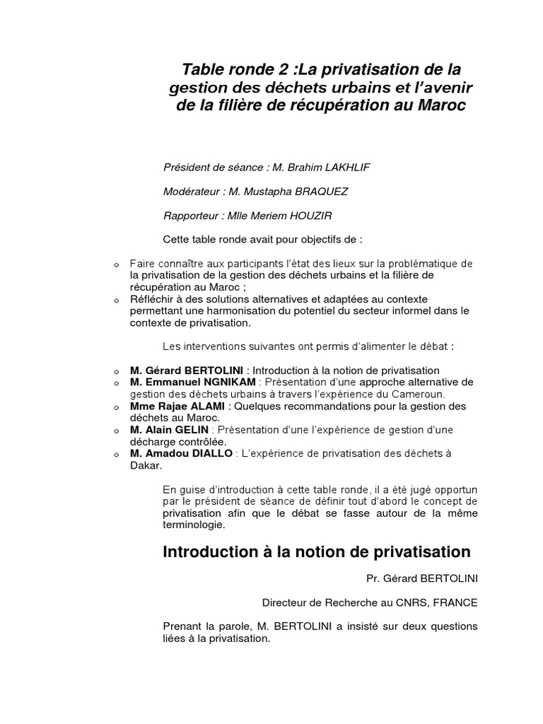 Table Ronde 2 | PDF | Recyclage | Déchets