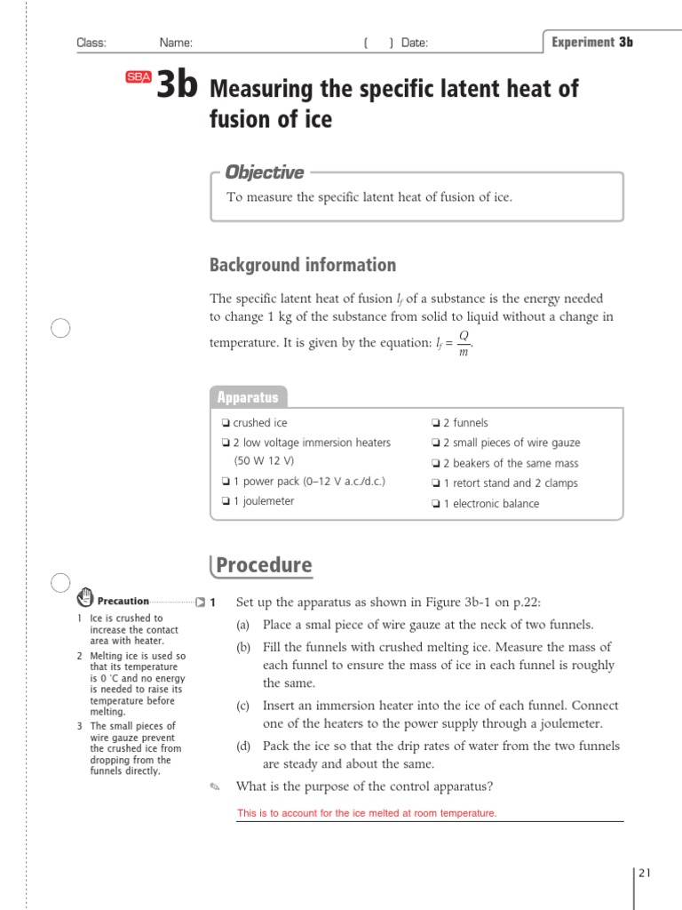 Measuring The Specific Latent Heat of Fusion of Ice: Background ...
