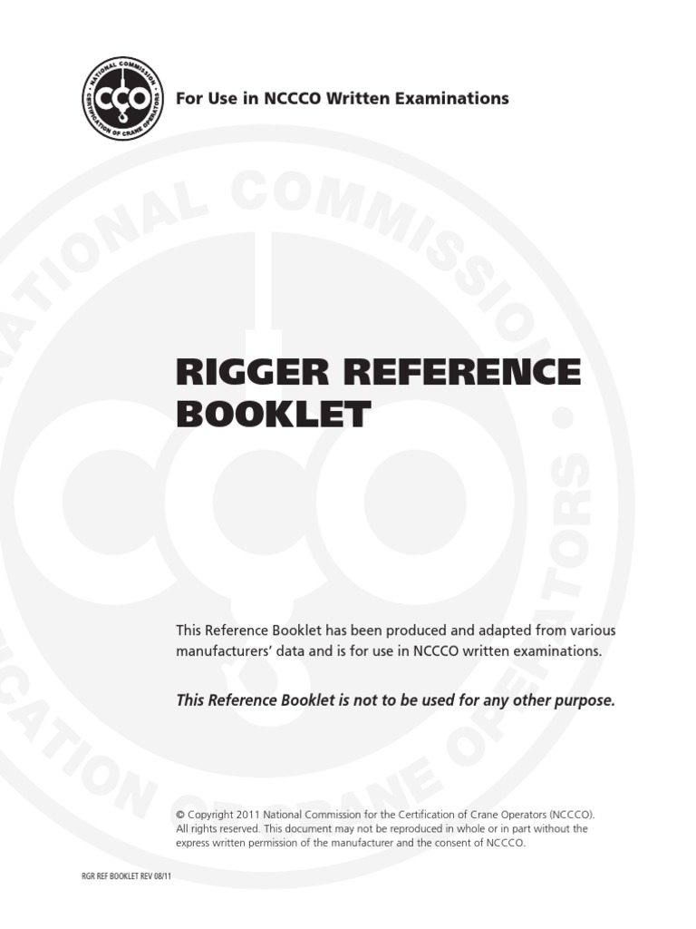 Rigger Reference Booklet: For Use in NCCCO Written Examinations | PDF ...