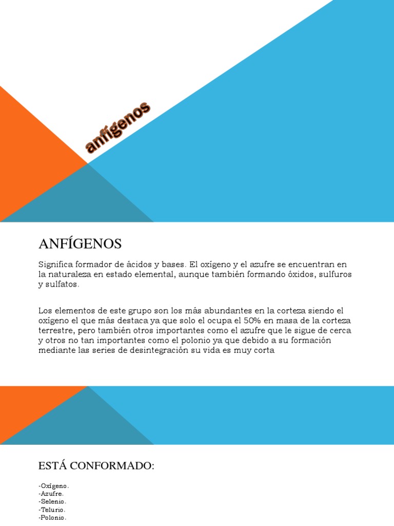 Anfígenos | PDF | Oxígeno | Elementos químicos