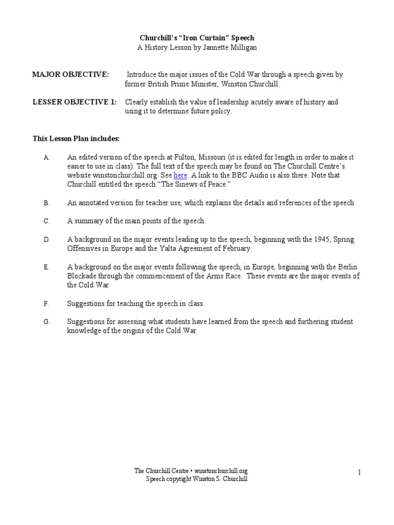 Churchill's "Iron Curtain" Speech | PDF | Iron Curtain | Allies Of ...