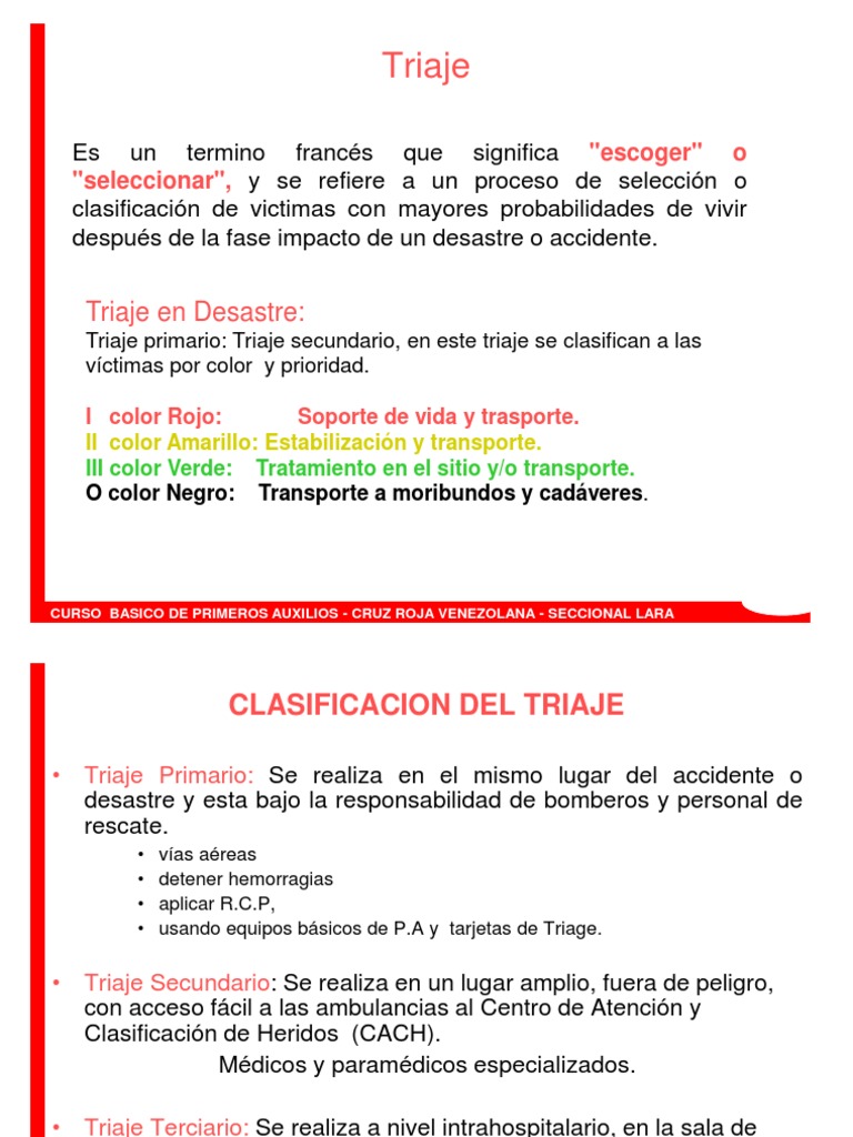 Guía de Triaje en Primeros Auxilios | PDF | Primeros auxilios | Herida