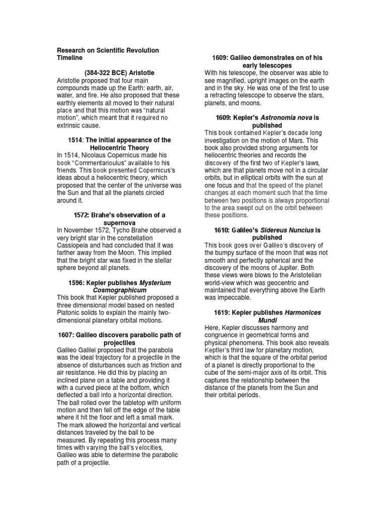 PH - Scientific Revolution Timline | PDF | Gravity | Johannes Kepler