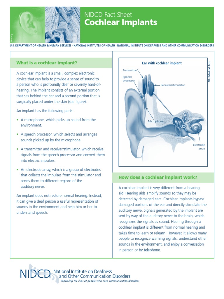 Cochlear Implant Fact Sheet | PDF | Hearing Loss | Otorhinolaryngology