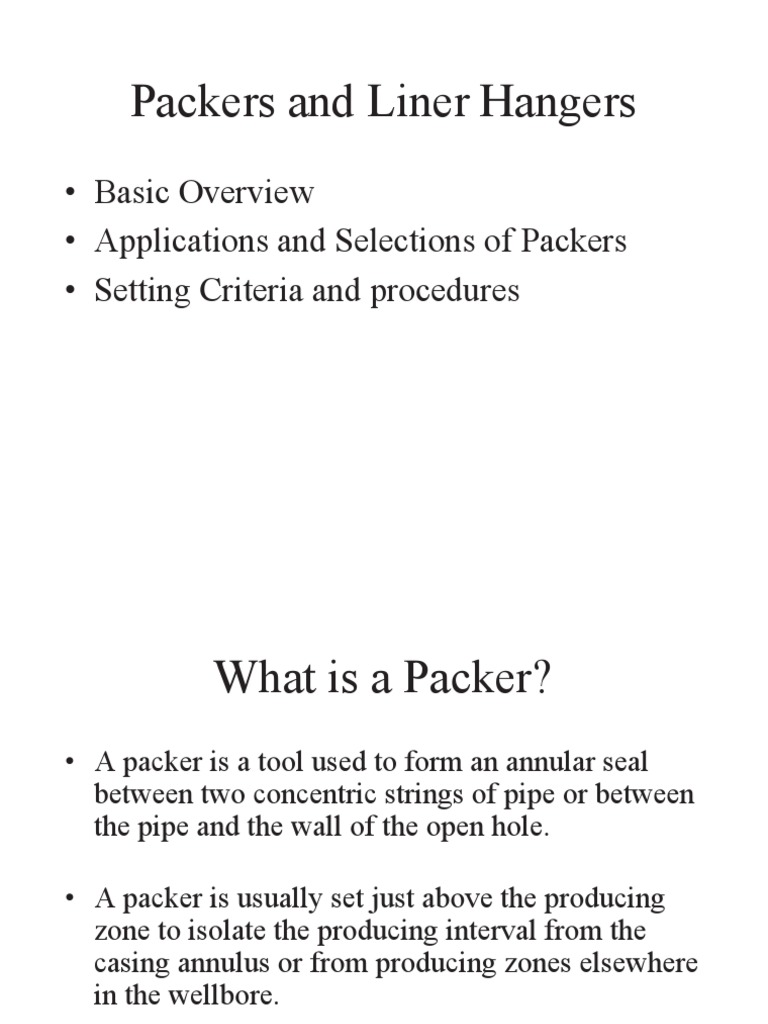 Packer | PDF | Casing (Borehole) | Chemical Engineering