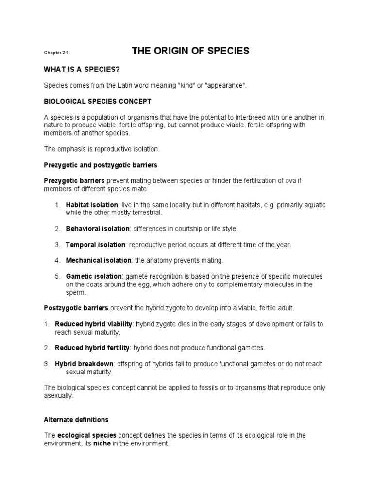 The Origin of Species: What Is A Species? | PDF | Evolution | Species