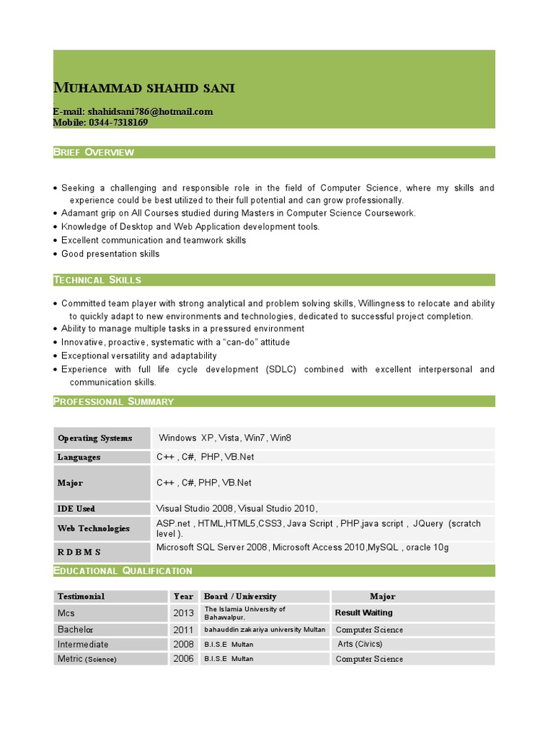 CV Verde Tablas Gris | PDF | Computing | Software