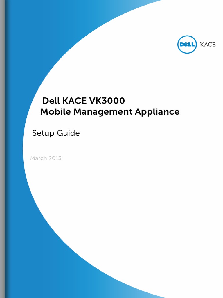 Dell KACE VK3000 Mobile Management Appliance: Setup Guide | PDF ...