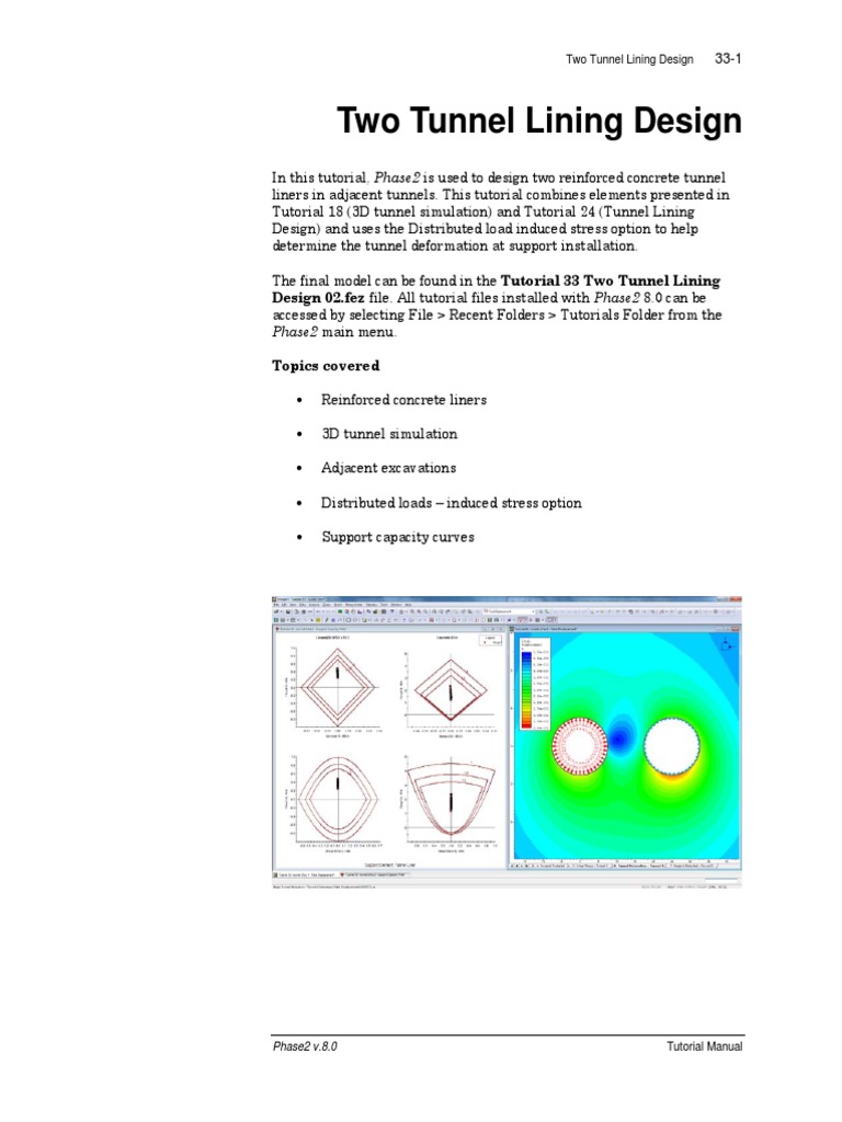 Tutorial 33 Two Tunnel Lining Design | PDF