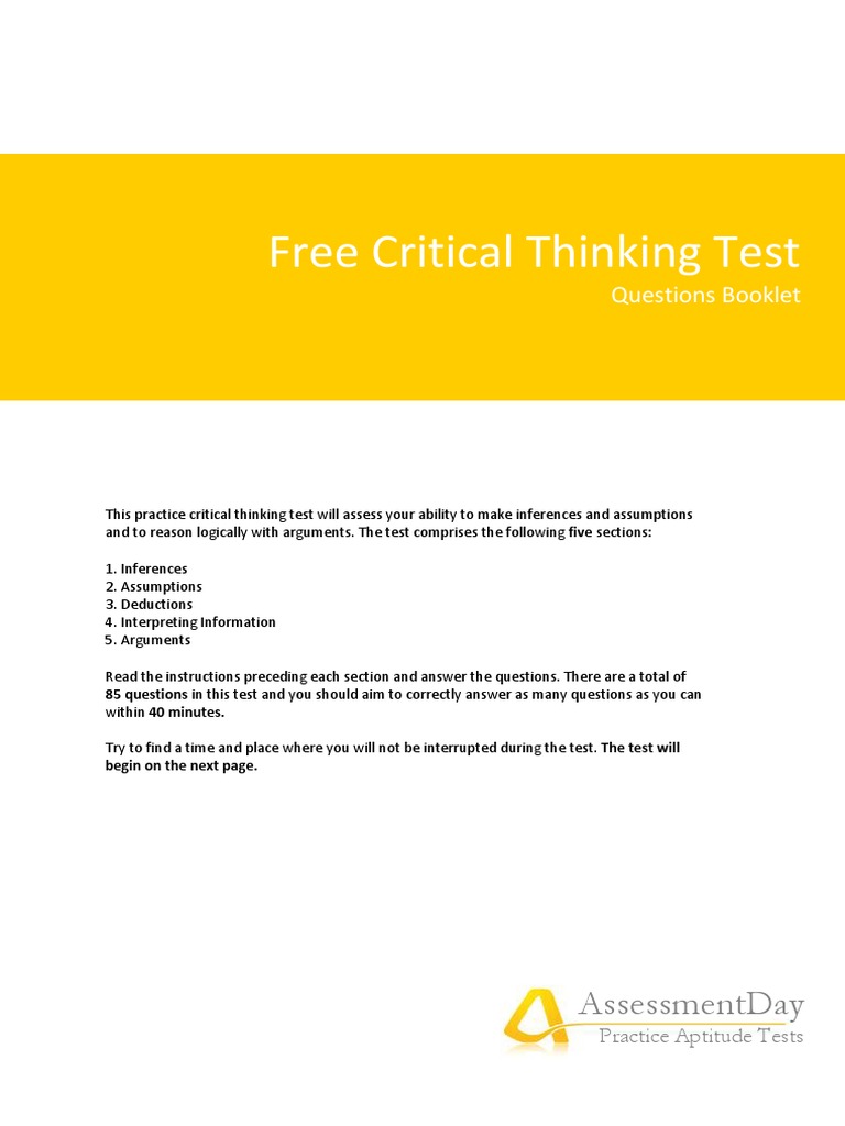 Free Critical Thinking Test Guide | PDF | Inference | Eurozone