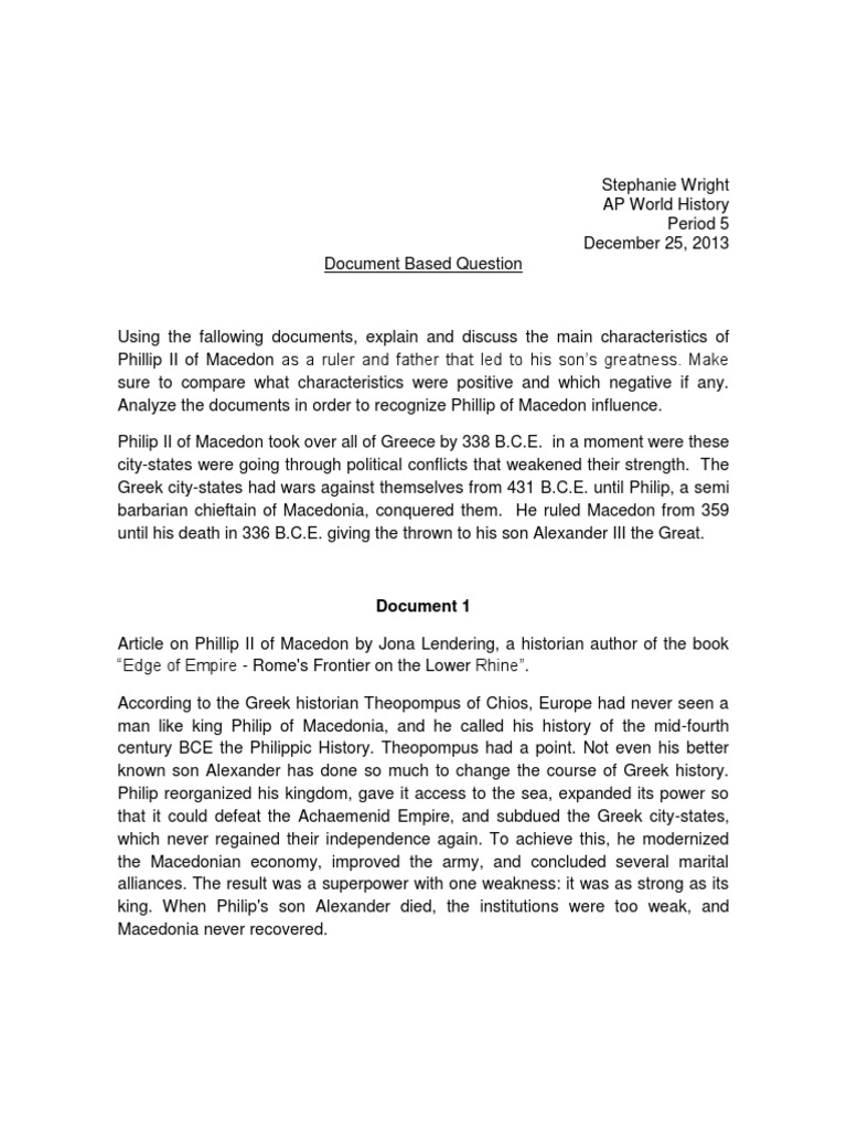 DBQ Stephanie Wright | PDF | Macedonia (Ancient Kingdom) | Alexander ...