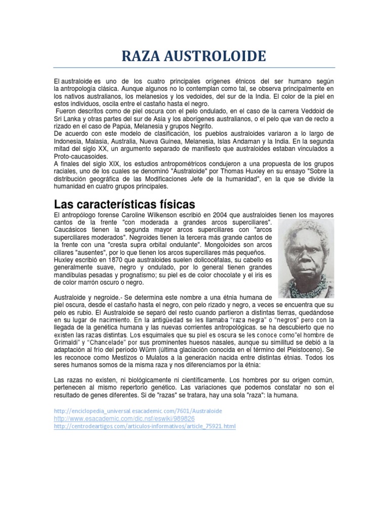 Características y Origen Australoide | PDF | Raza (categorización ...