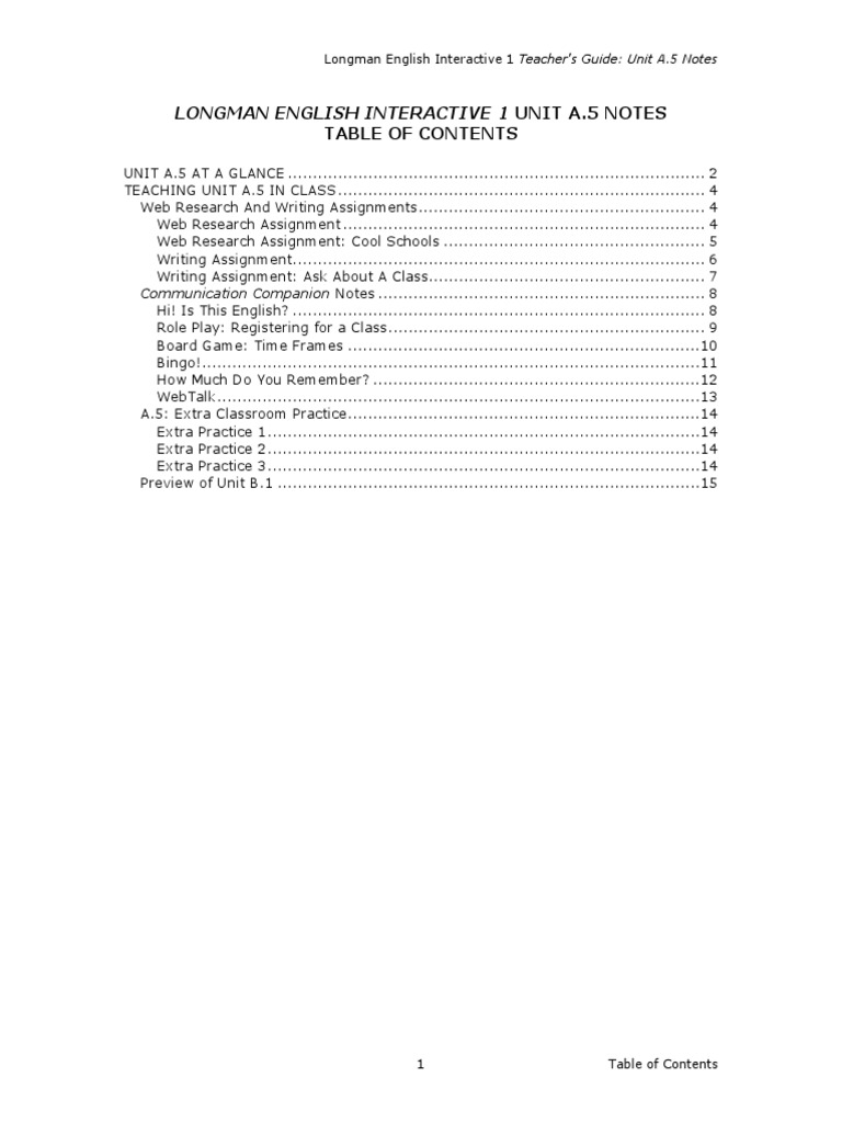 Interactive English Teacher Guide 1 | PDF | Homework | English Language