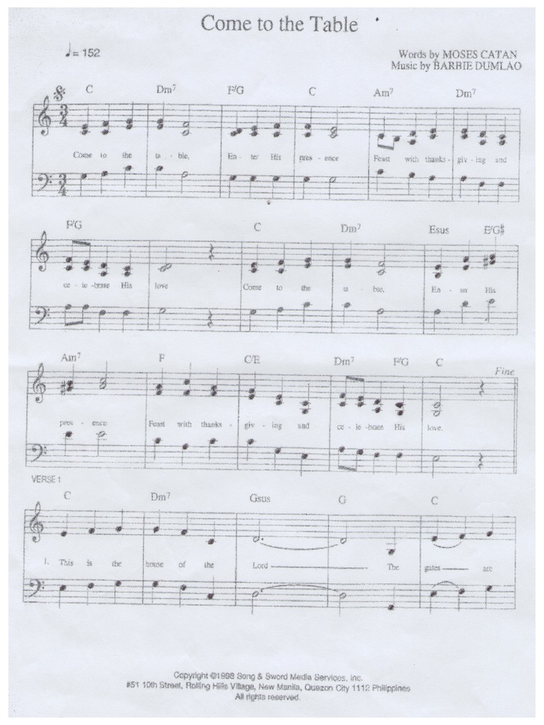 Come To The Table - B. Dumlao | PDF