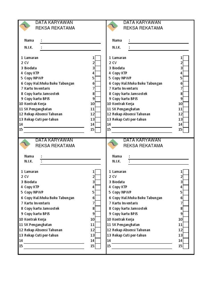 Form Kelengkapan Map Karyawan | PDF