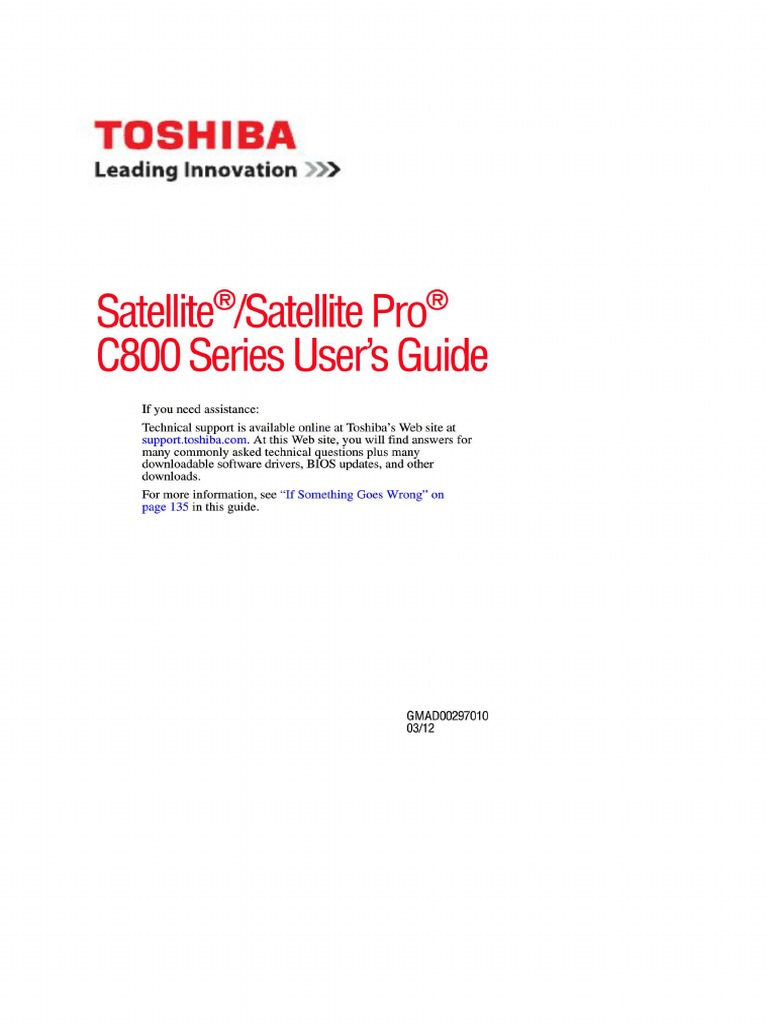 Toshiba Satellite C850 - User Guide | PDF | Electromagnetic ...