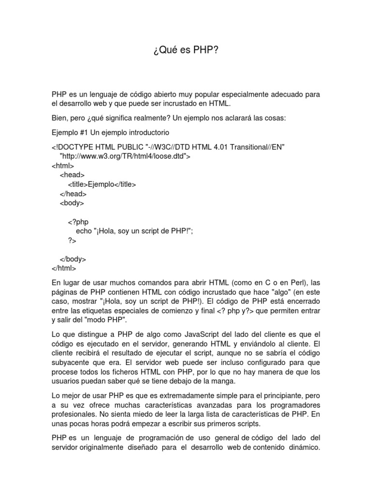 Qué Es PHP y Su Estructura Basica | PDF