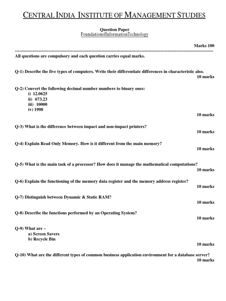 (221159106) Foundation of Inormation Technology | PDF | Computers