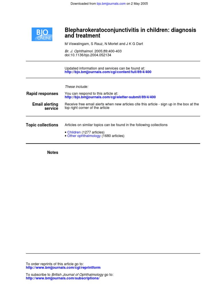 And Treatment Blepharokeratoconjunctivitis in Children: Diagnosis | PDF ...