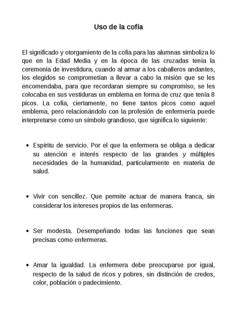 Uso de La Cofia | PDF