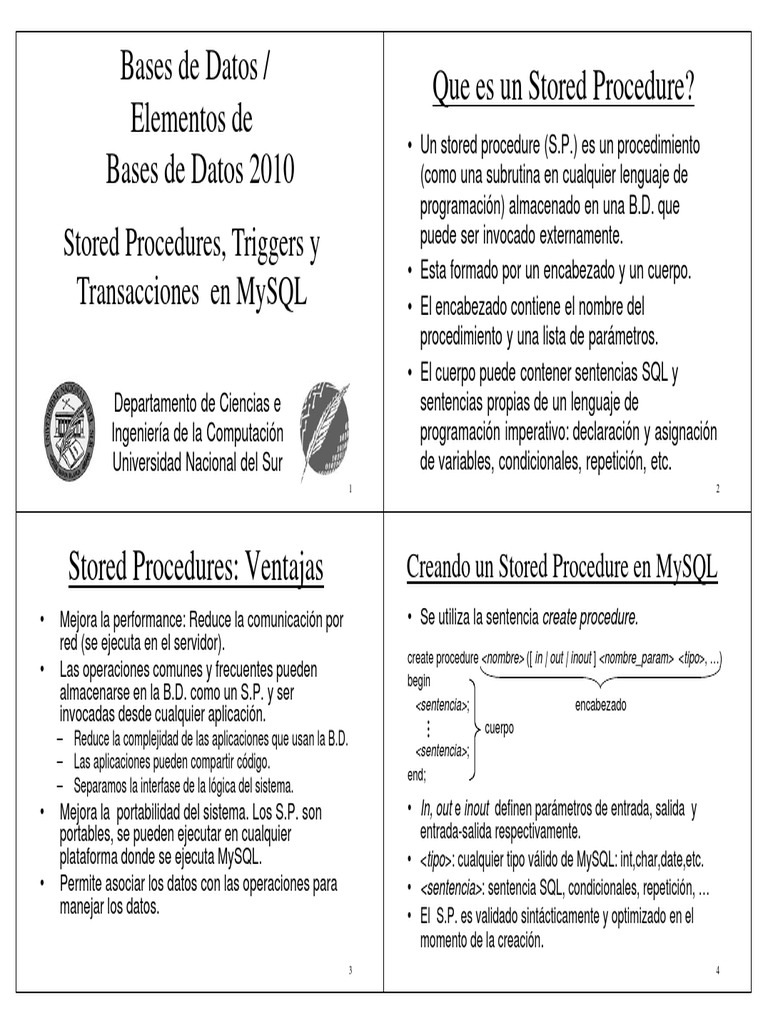 (ByN) - Clase S.P., Triggers y Transacciones en MySQL | PDF | SQL ...