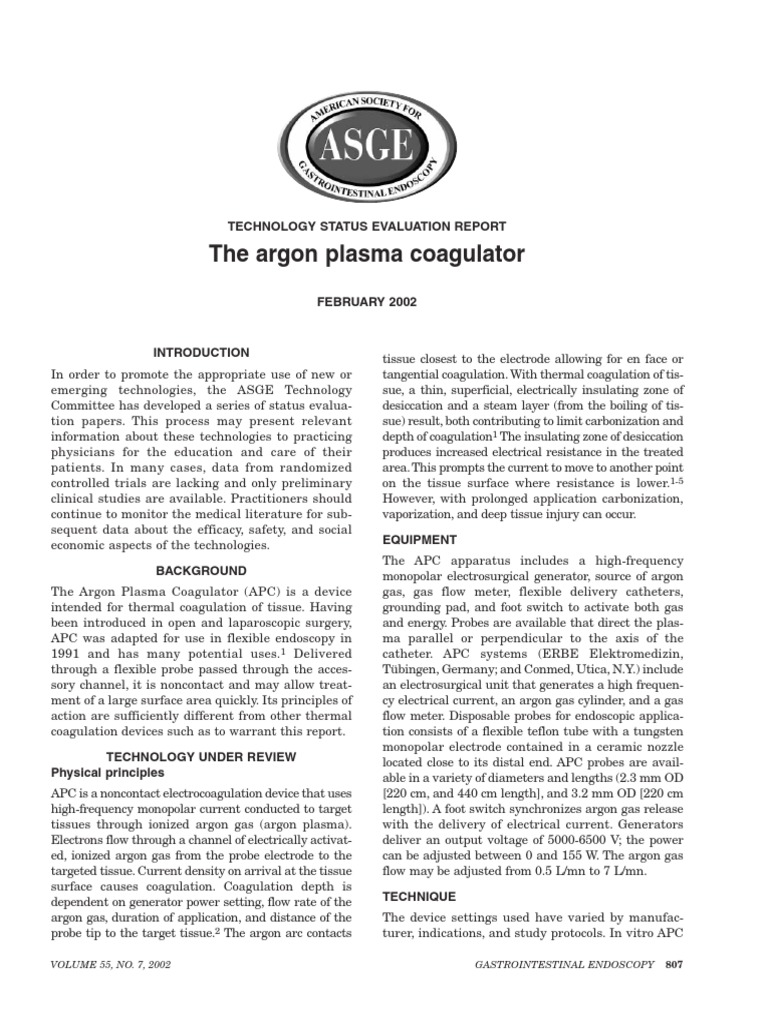 Argon Plasma Coagulation PDF | PDF | Adenoma | Medicine