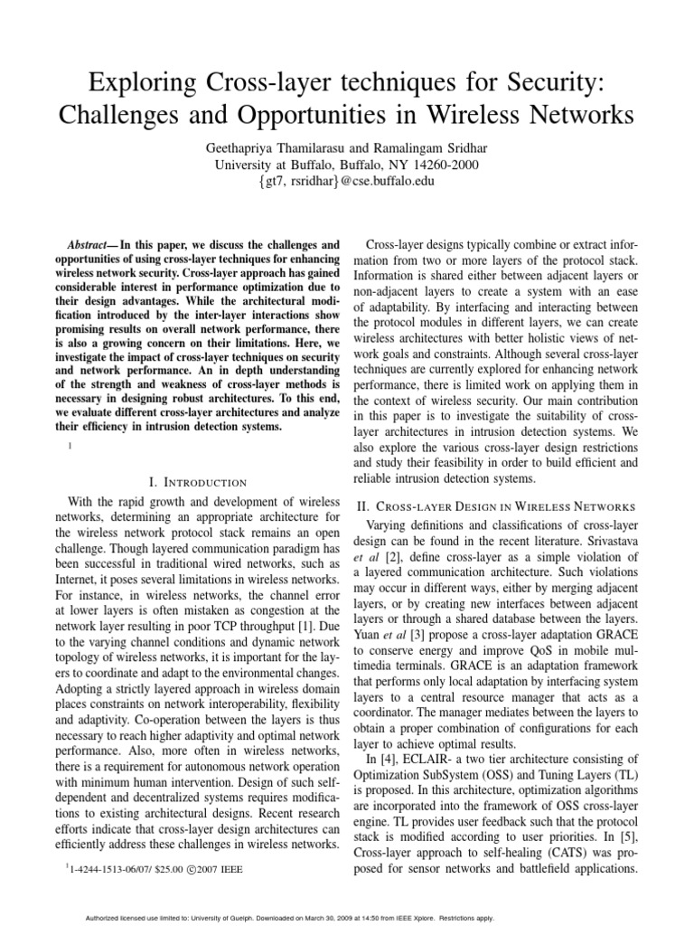 Cross Layer Security Pdf Communications Protocols Computer Network 3855