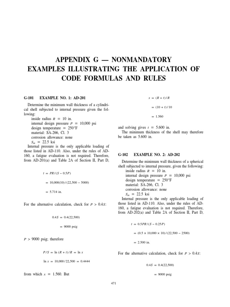 Appendix G - Nonmandatory Examples Illustrating The Application of Code Formulas and Rules | PDF ...