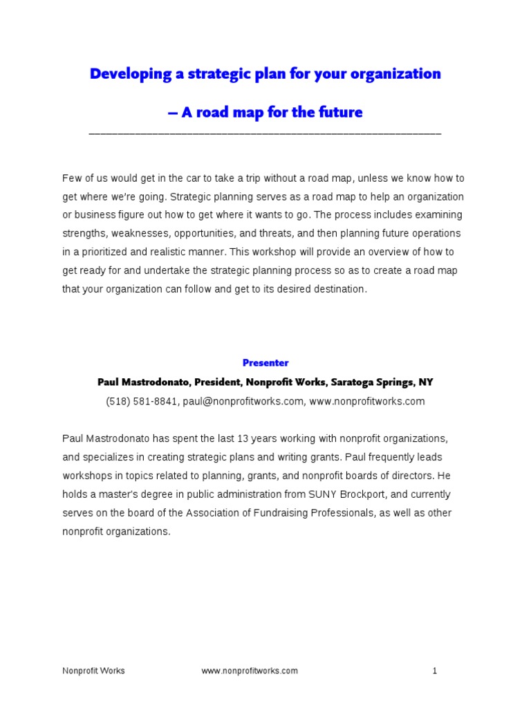 Outline - Basic Strategic Planning | PDF | Strategic Planning ...