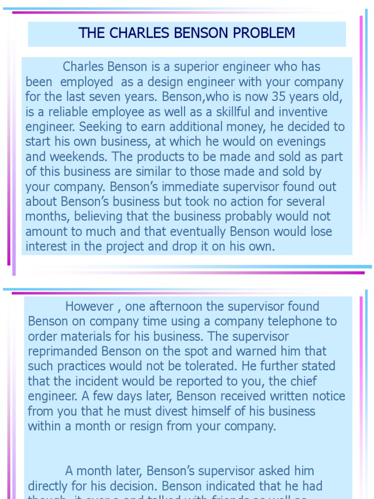 The Charles Benson Problem | PDF | Employment | Social Institutions