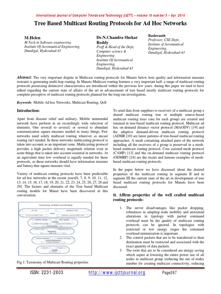 Tree Based Multicast Routing Protocols For Ad Hoc Networks | PDF | Multicast | Routing