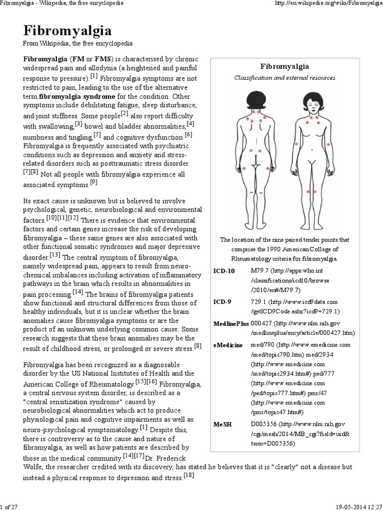 Fibromyalgia - Wikipedia, The Free Encyclopedia - 1 | PDF ...