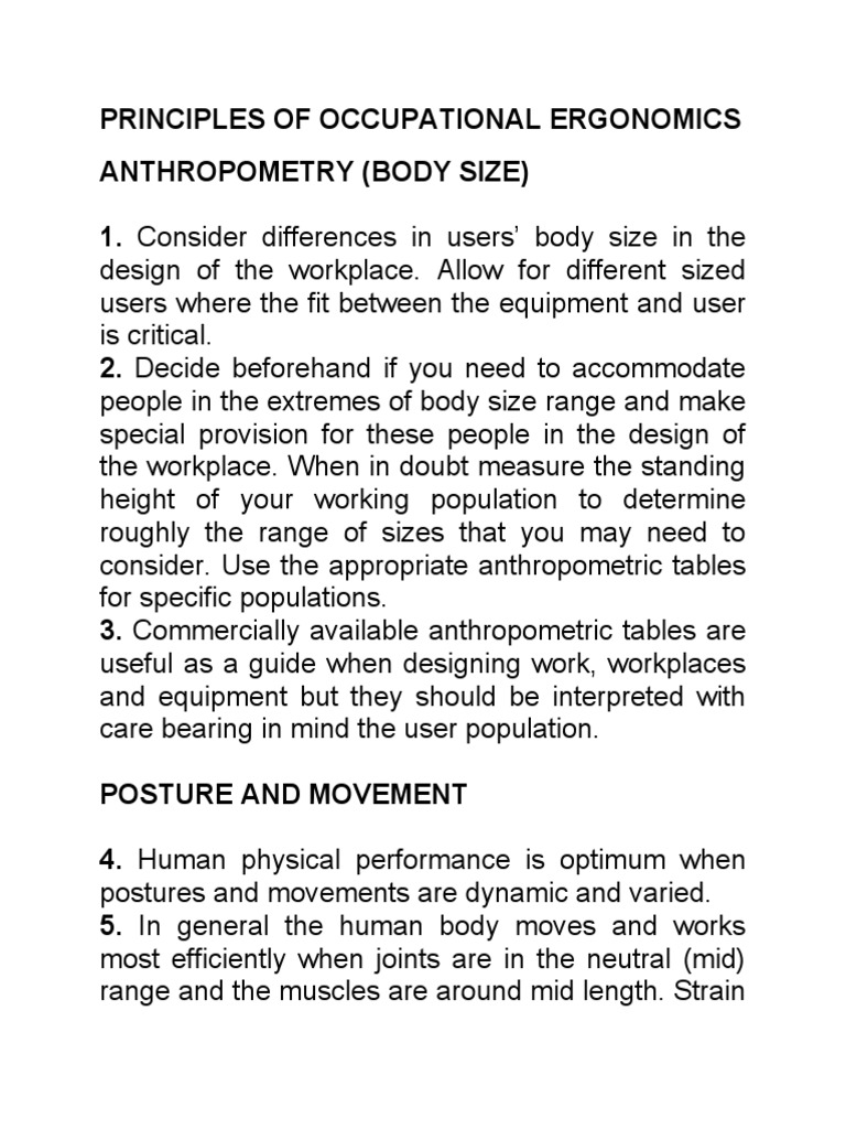 Principles Of Occupational Ergonomics Pdf Human Factors And