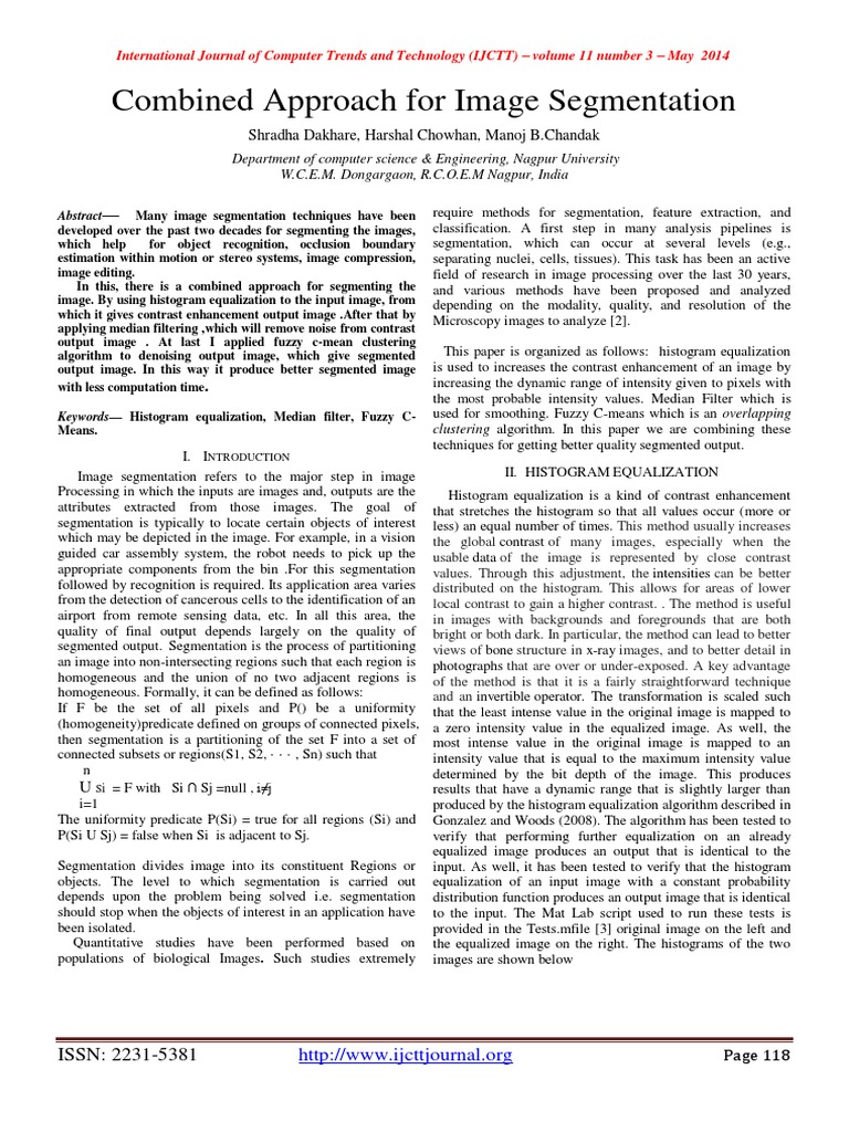 Combined Approach For Image Segmentation | PDF | Vision | Computer Vision