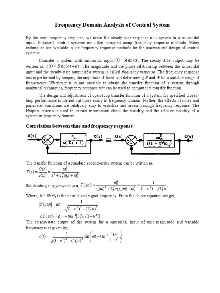 Frequency Response Analysis of Control Systems: Understanding System ...