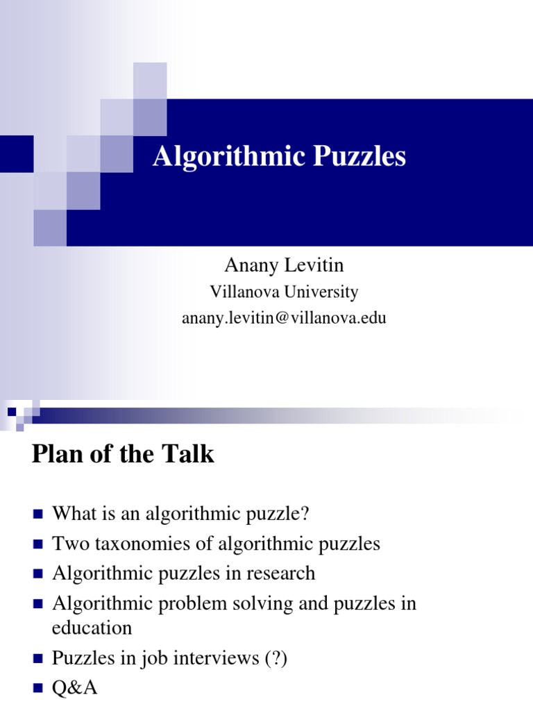 Algorithmic Puzzles: Anany Levitin | Download Free PDF | Dynamic ...