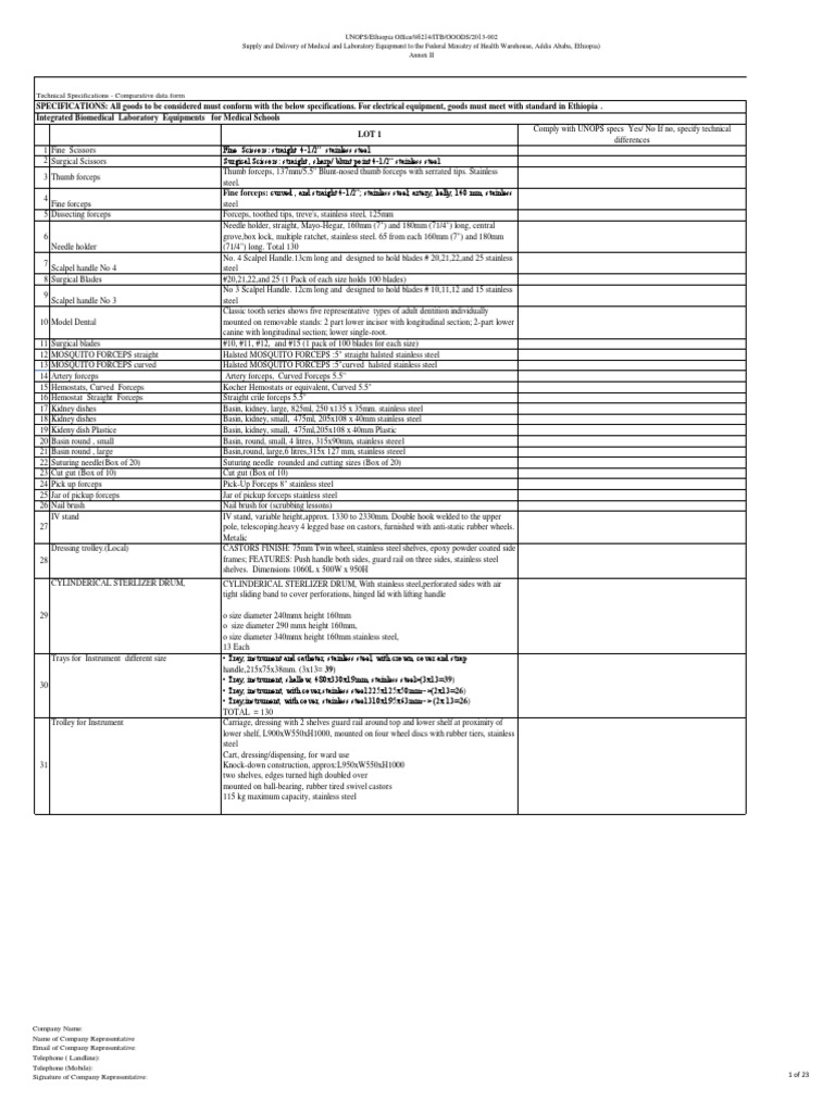 Annex II-Technical Specifications | PDF | Knee | Human Digestive System