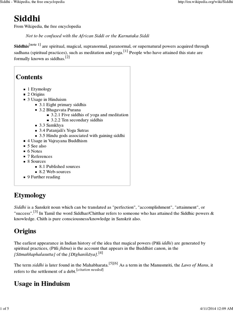 Siddhi - Wikipedia, The Free Encyclopedia PDF | PDF | Hindu Philosophy ...